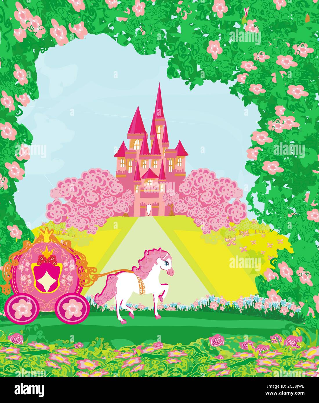 horse carriage and a medieval castle Stock Photo - Alamy