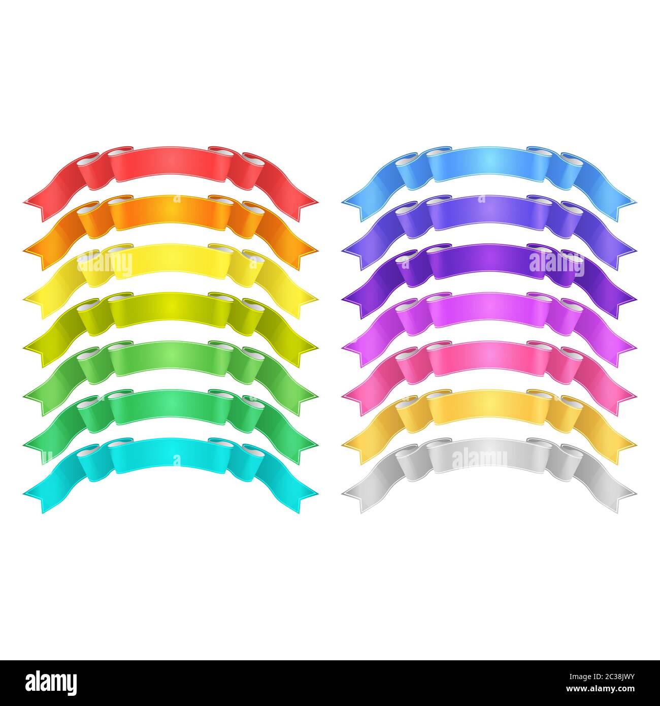 isolated bright colored satin ribbons set Stock Photo - Alamy