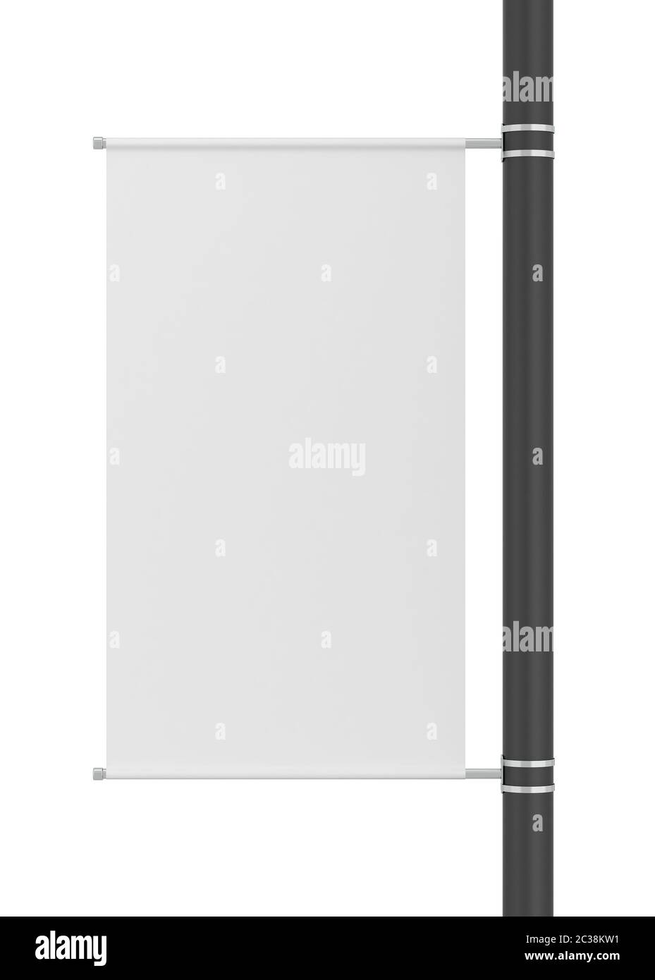 Blank pole banner mockup. 3d illustration isolated on white background ...
