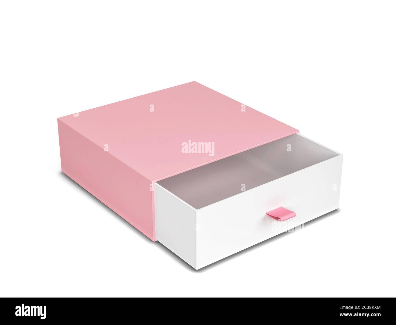 Blank drawer type box mockup. 3d illustration isolated on white ...