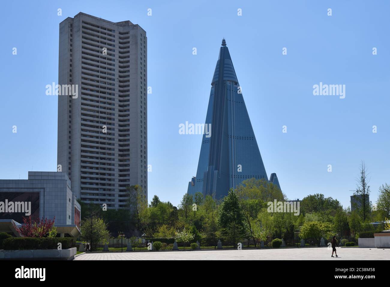 North Korea, Pyongyang - May 2, 2019: View on the Ryugyong Hotel, an ...