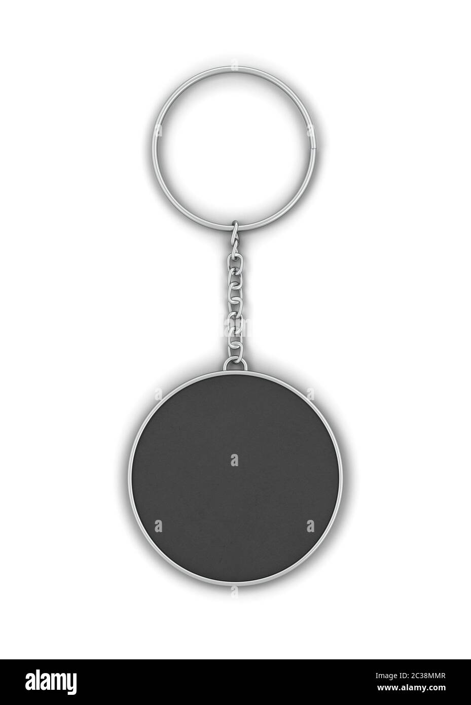Blank metallic keychain mockup. 3d illustration isolated on white ...