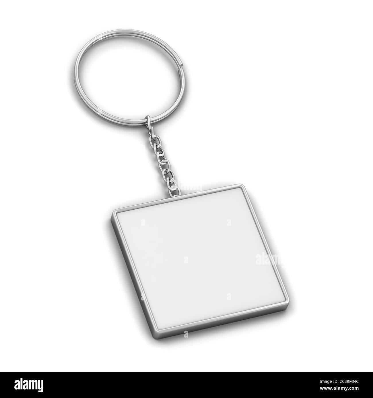 Blank metallic keychain mockup. 3d illustration isolated on white ...