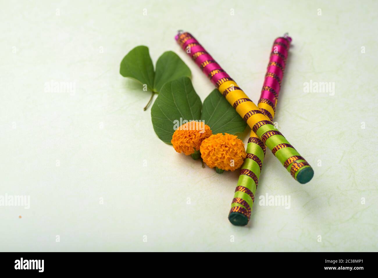 Indian Festival Dussehra, showing golden leaf (Bauhinia racemosa) and ...