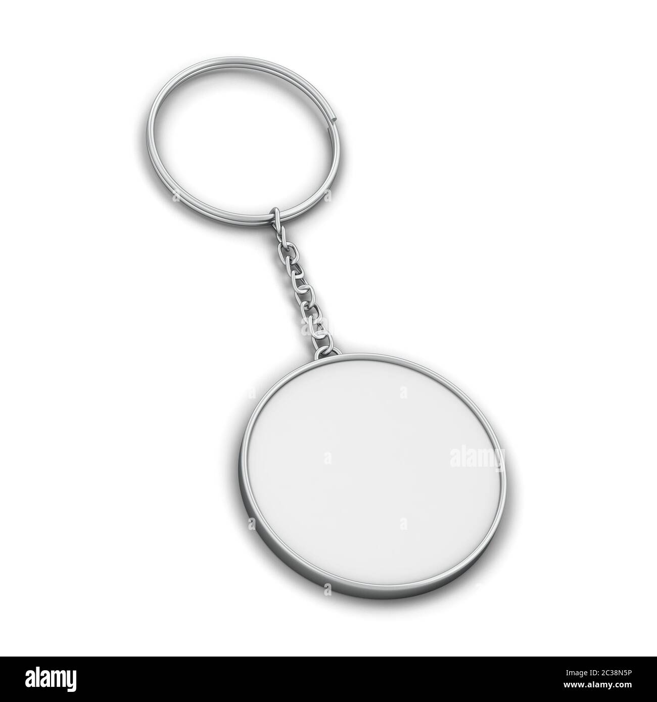 Blank metallic keychain mockup. 3d illustration isolated on white ...