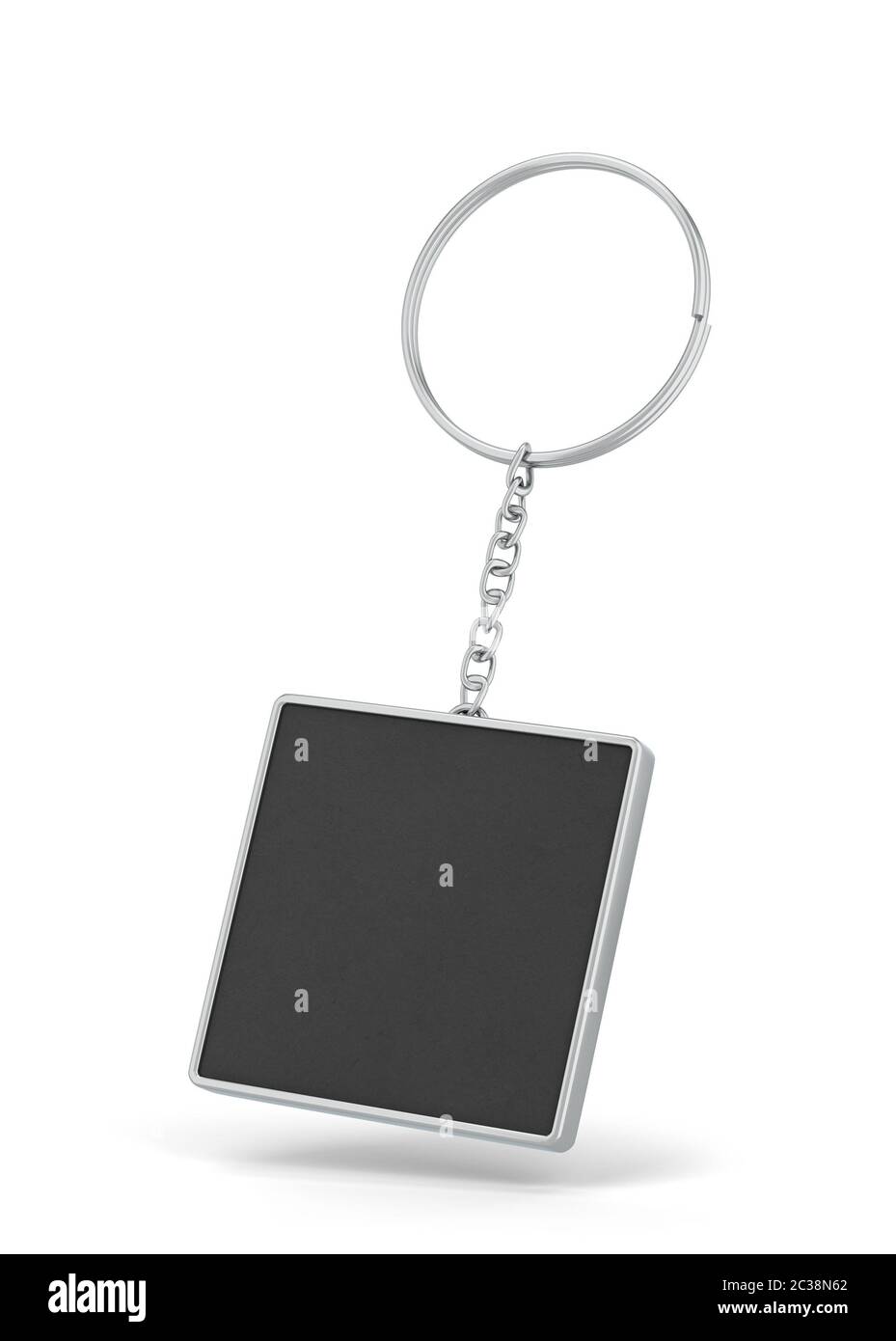 Blank metallic keychain mockup. 3d illustration isolated on white ...