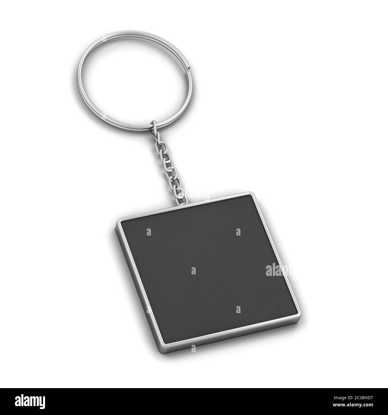 Blank metallic keychain mockup. 3d illustration isolated on white ...