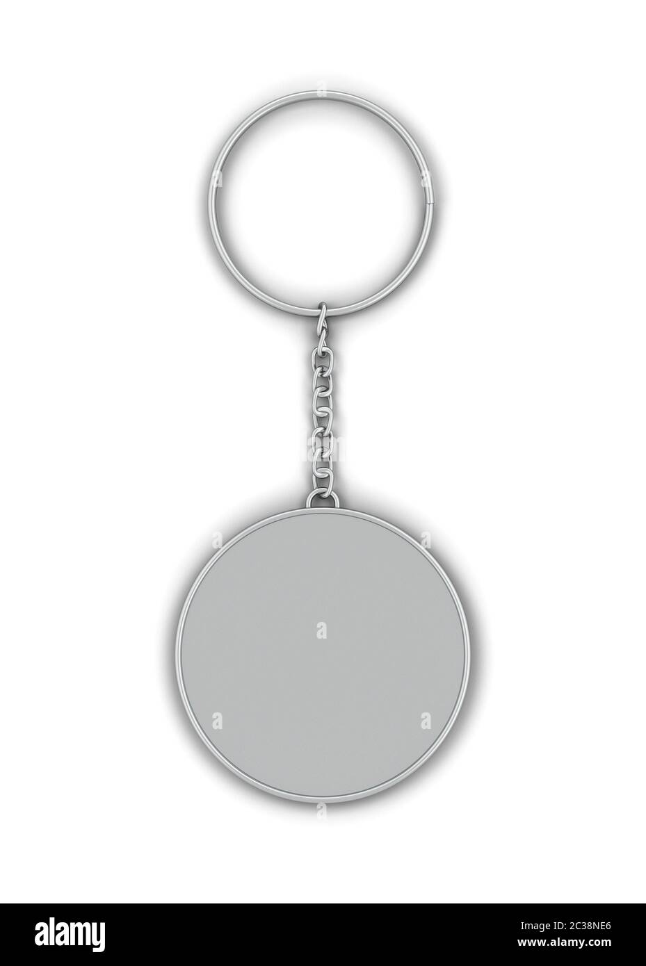 Blank metallic keychain mockup. 3d illustration isolated on white ...