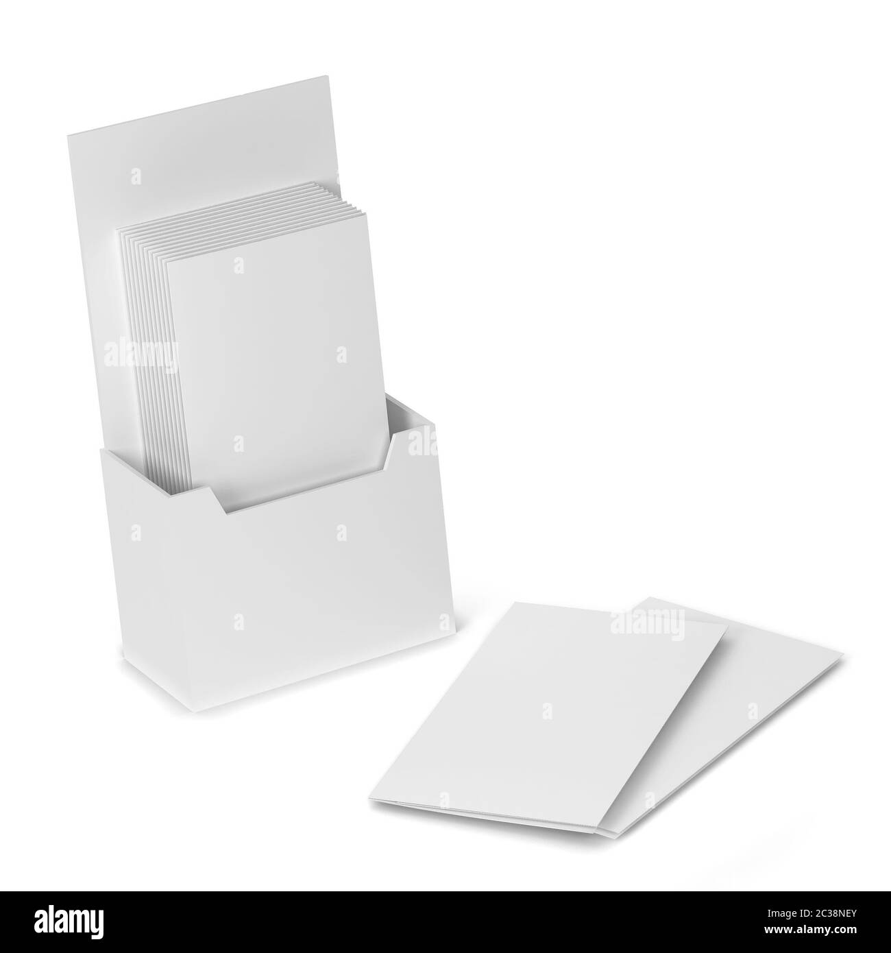 Blank brochure holder mockup. 3d illustration isolated on white ...