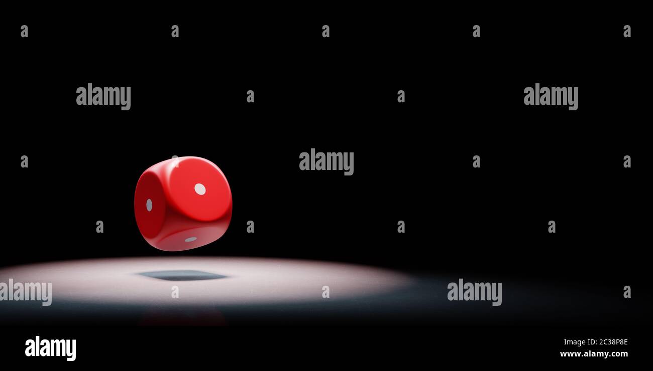 Red Dice with All One Numbered Faces Spotlighted on Black Background ...