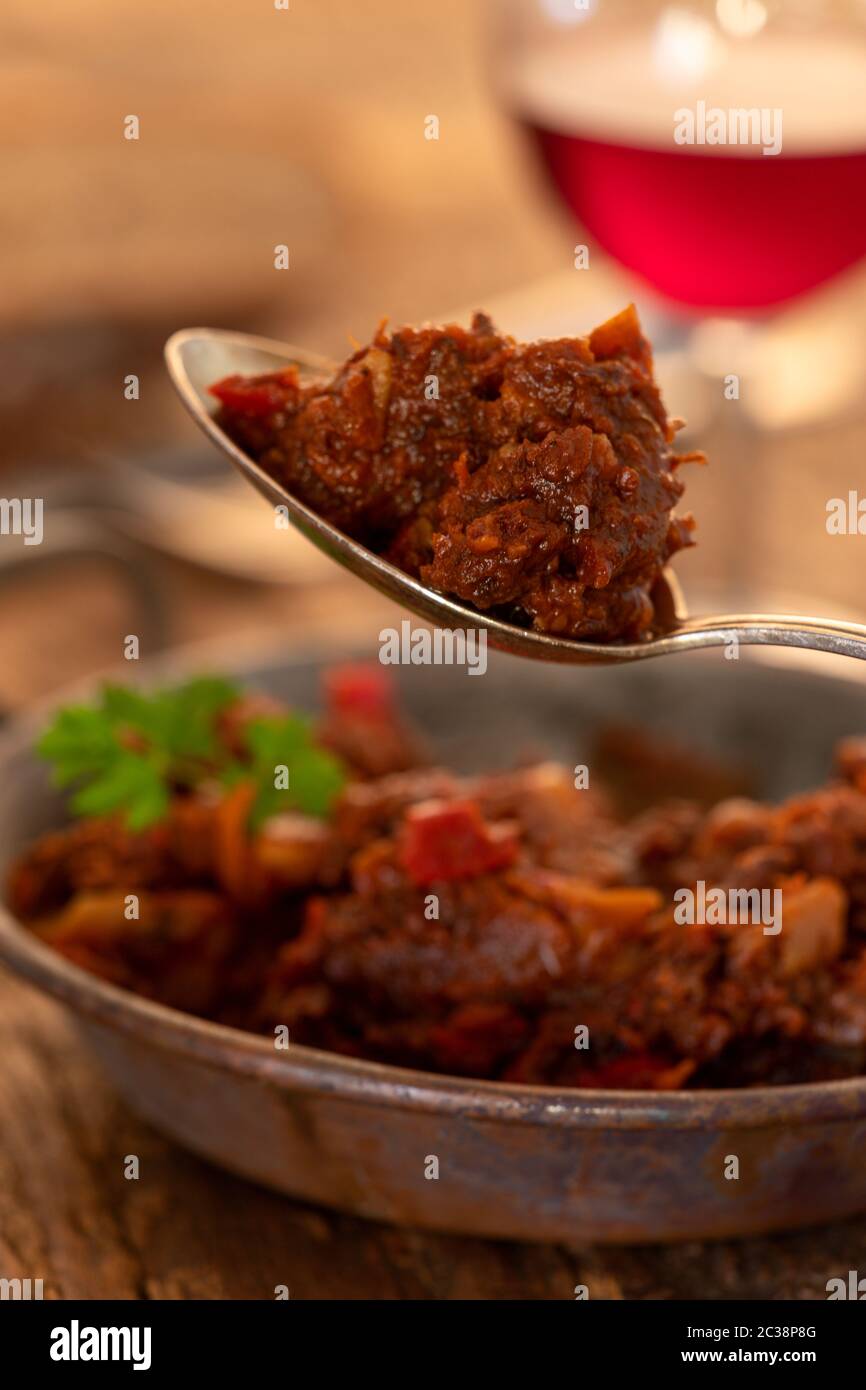portion of austrian goulash on wood Stock Photo - Alamy