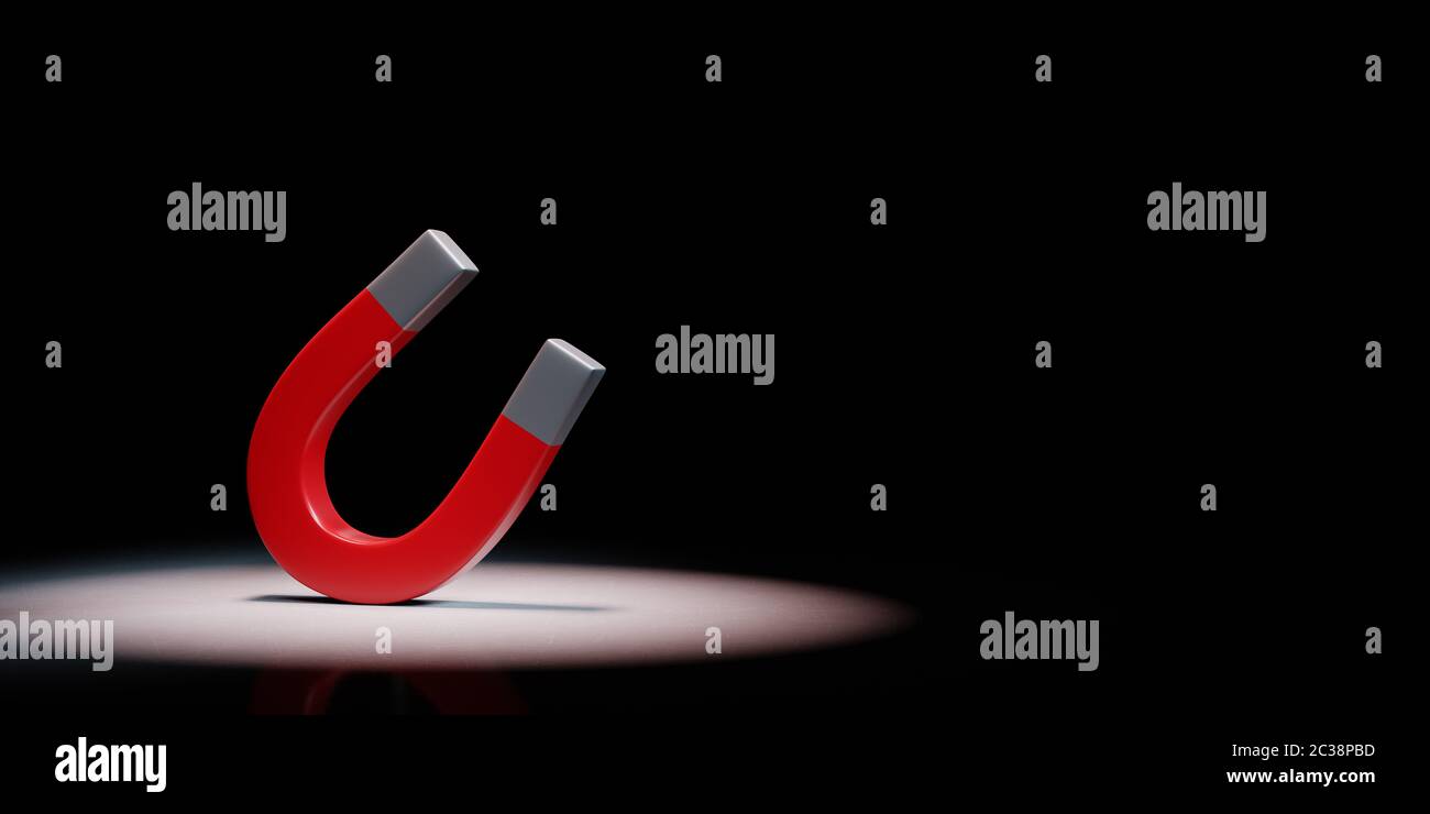 Red Magnet Spotlighted on Black Background with Copy Space 3D ...