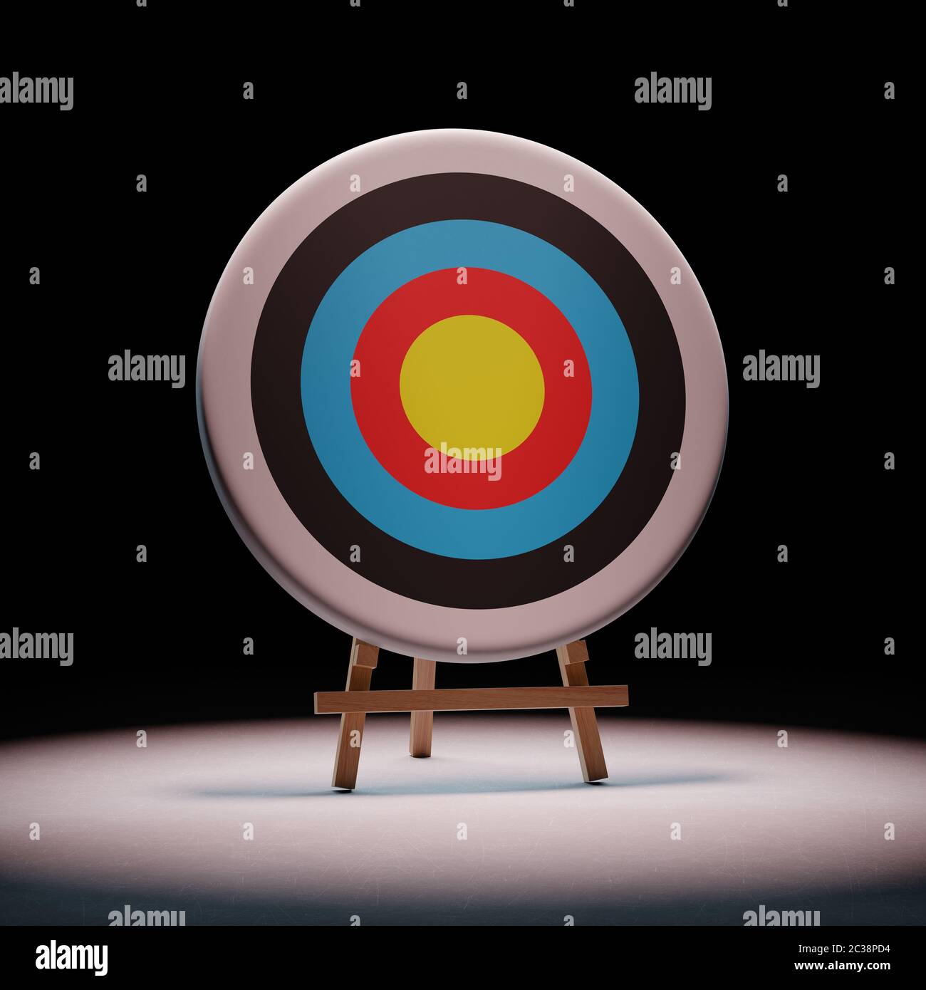 Colorful Arrow Target Spotlighted on Black Background 3D Illustration ...