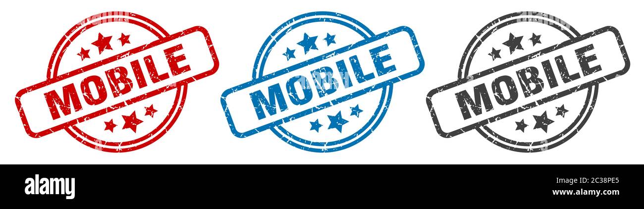 mobile stamp. mobile round isolated sign. mobile label set Stock Vector ...