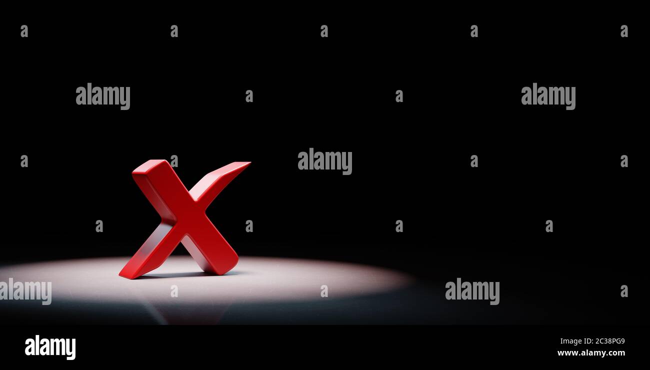 Red Deny Mark Spotlighted on Black Background with Copy Space 3D ...