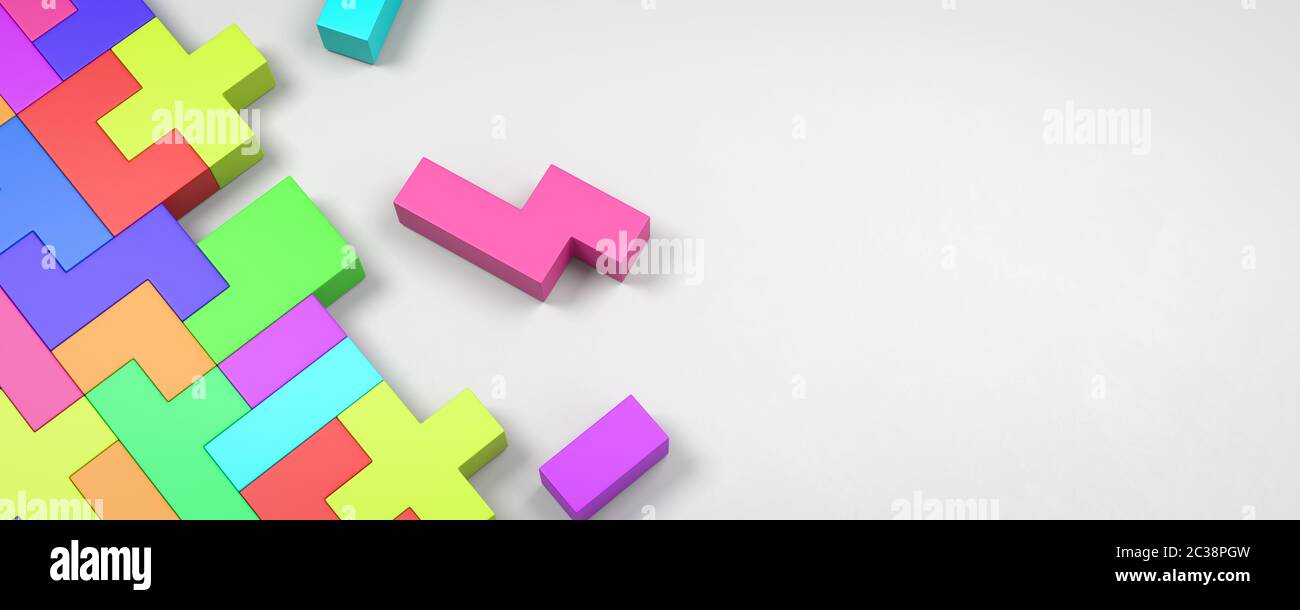 Colorful Blocks Combined on White Background with Copy Space 3D ...