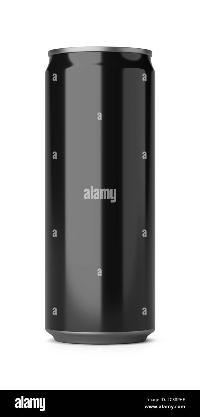 One Black Drink Can Isolated on White Background 3D Illustration Stock ...