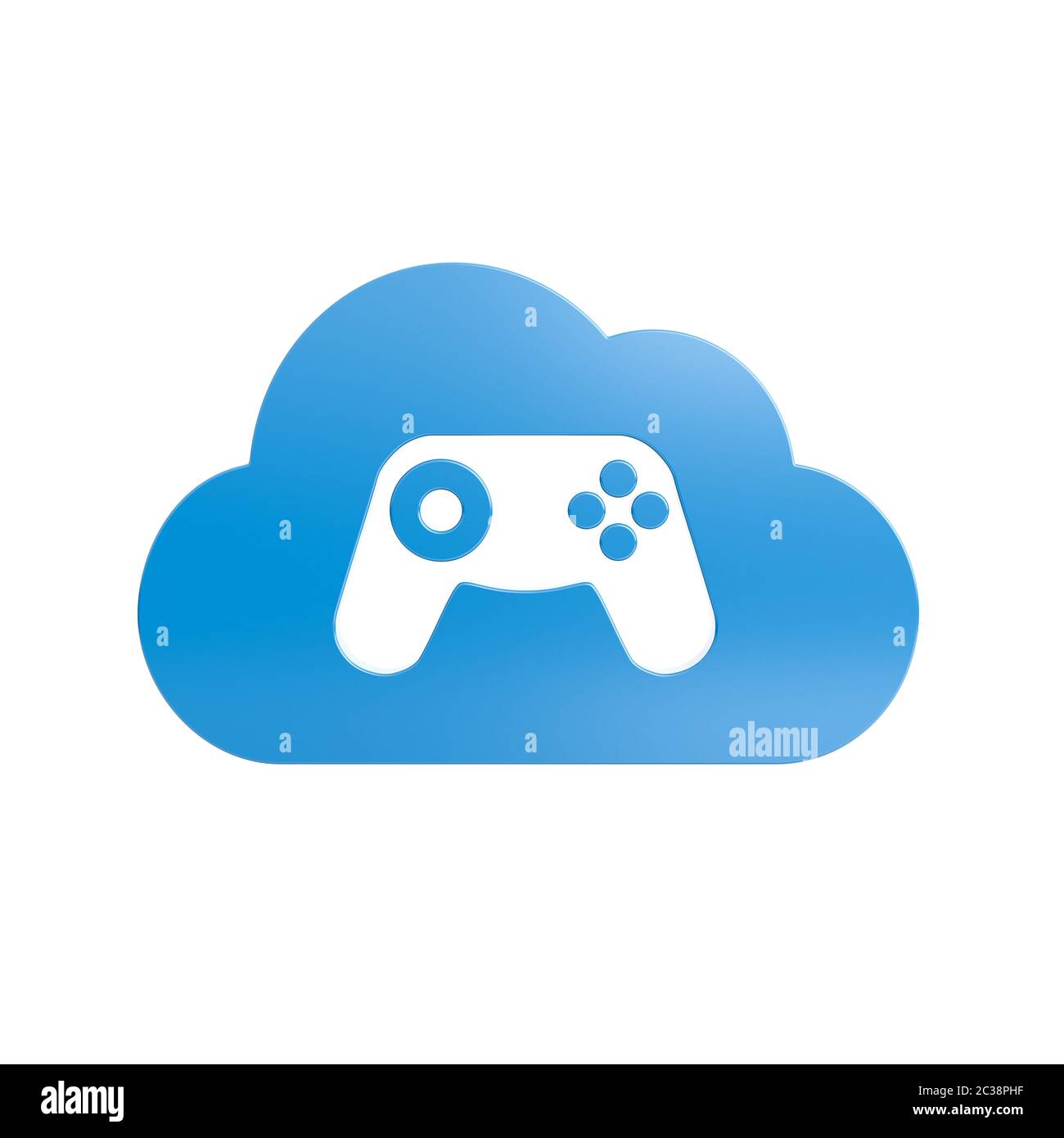 Blue 3D Cloud Symbol Shape with Gamepad Controller Inside Isolated on ...