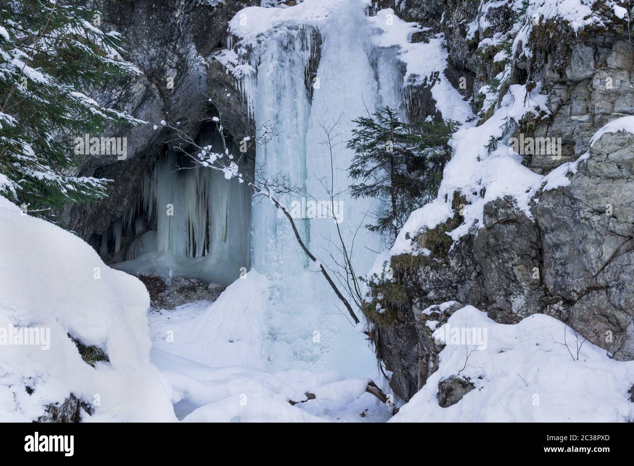 Frozen waterfall in the Bavarian Alps Stock Photo - Alamy