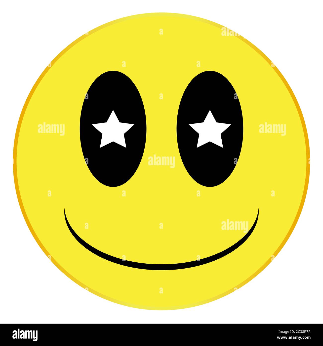 A star struck smile face button isolated on a white background Stock ...