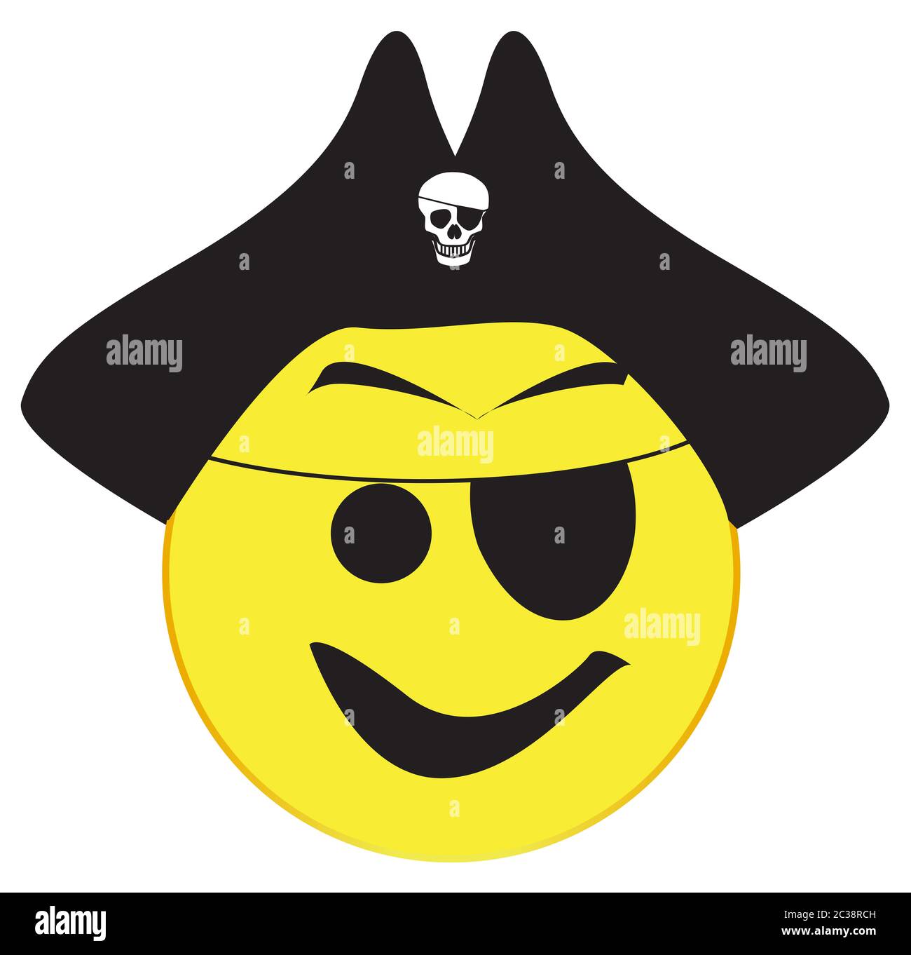 A patch eyed Pirate smile face button isolated on a white background ...