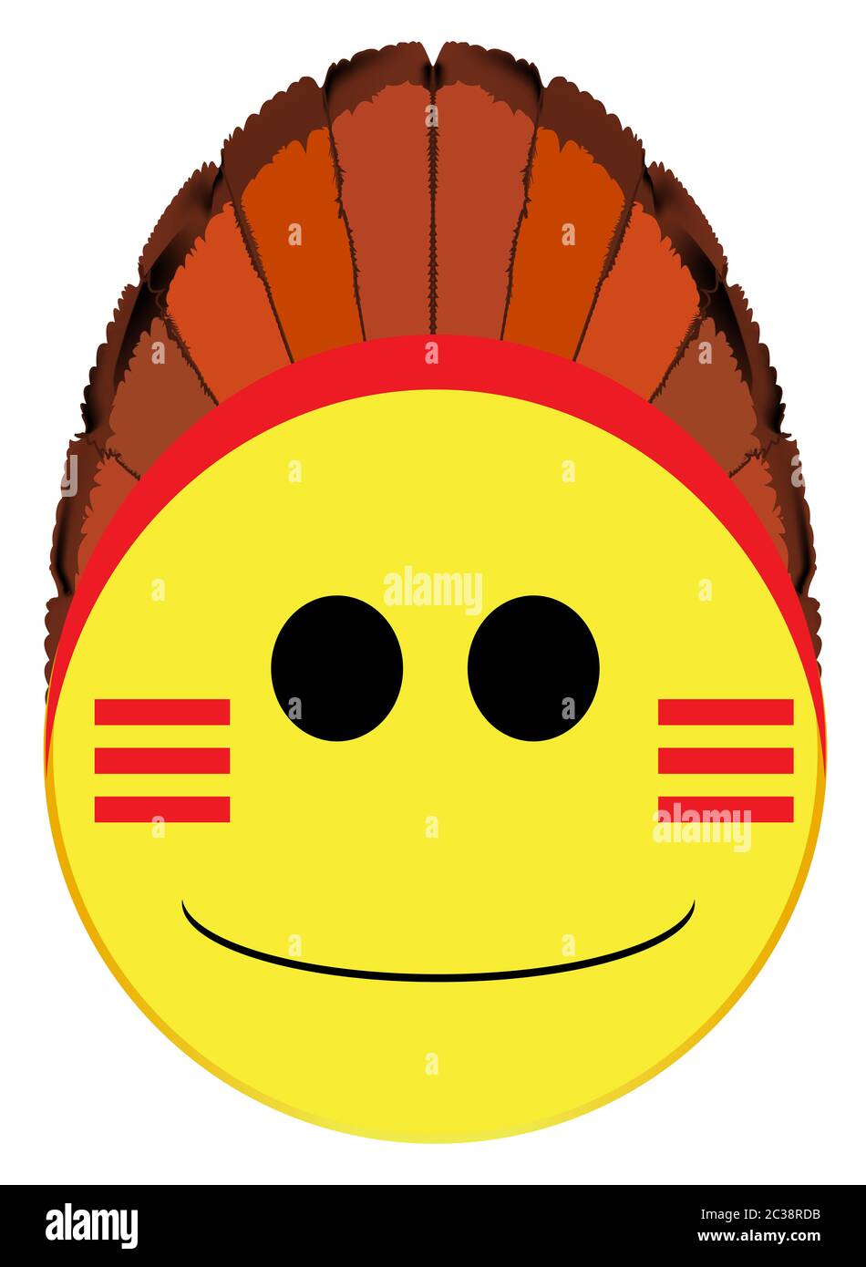 A native America Indian smile face button isolated on a white ...