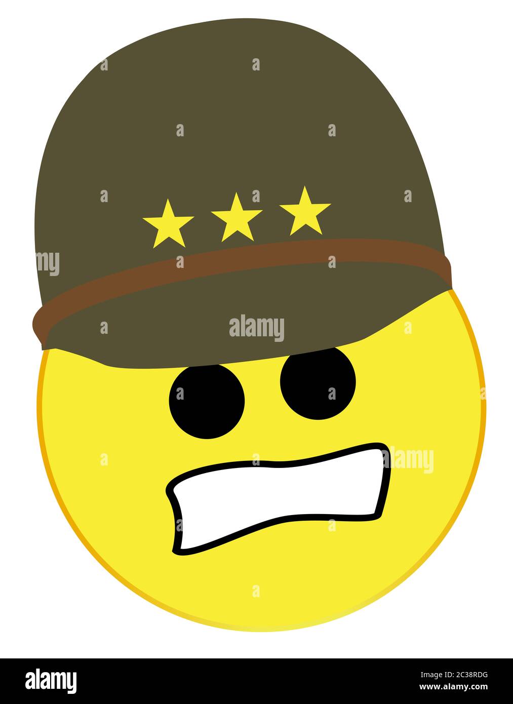 A tough USA army general smile face button isolated on a white ...