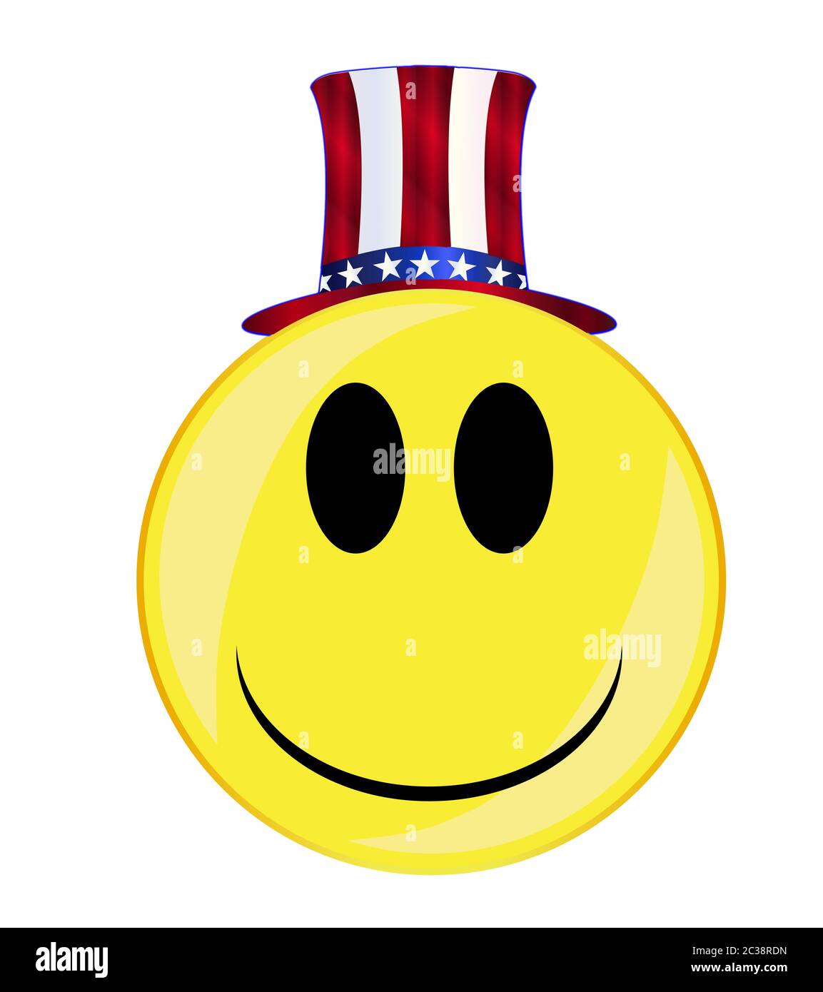 Uncle Sam in a top hat smile face button isolated on a white background ...