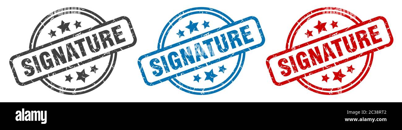 signature stamp. signature round isolated sign. signature label set ...