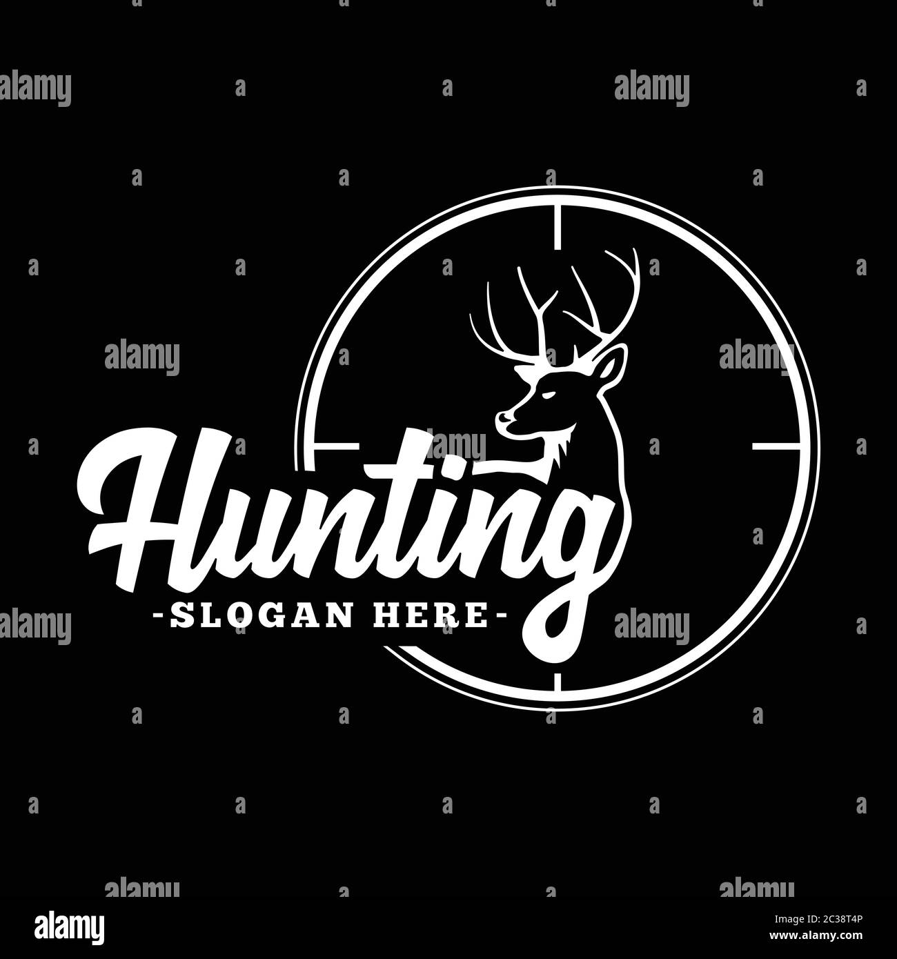 Hunting logo. Black and white lettering design. Decorative inscription ...