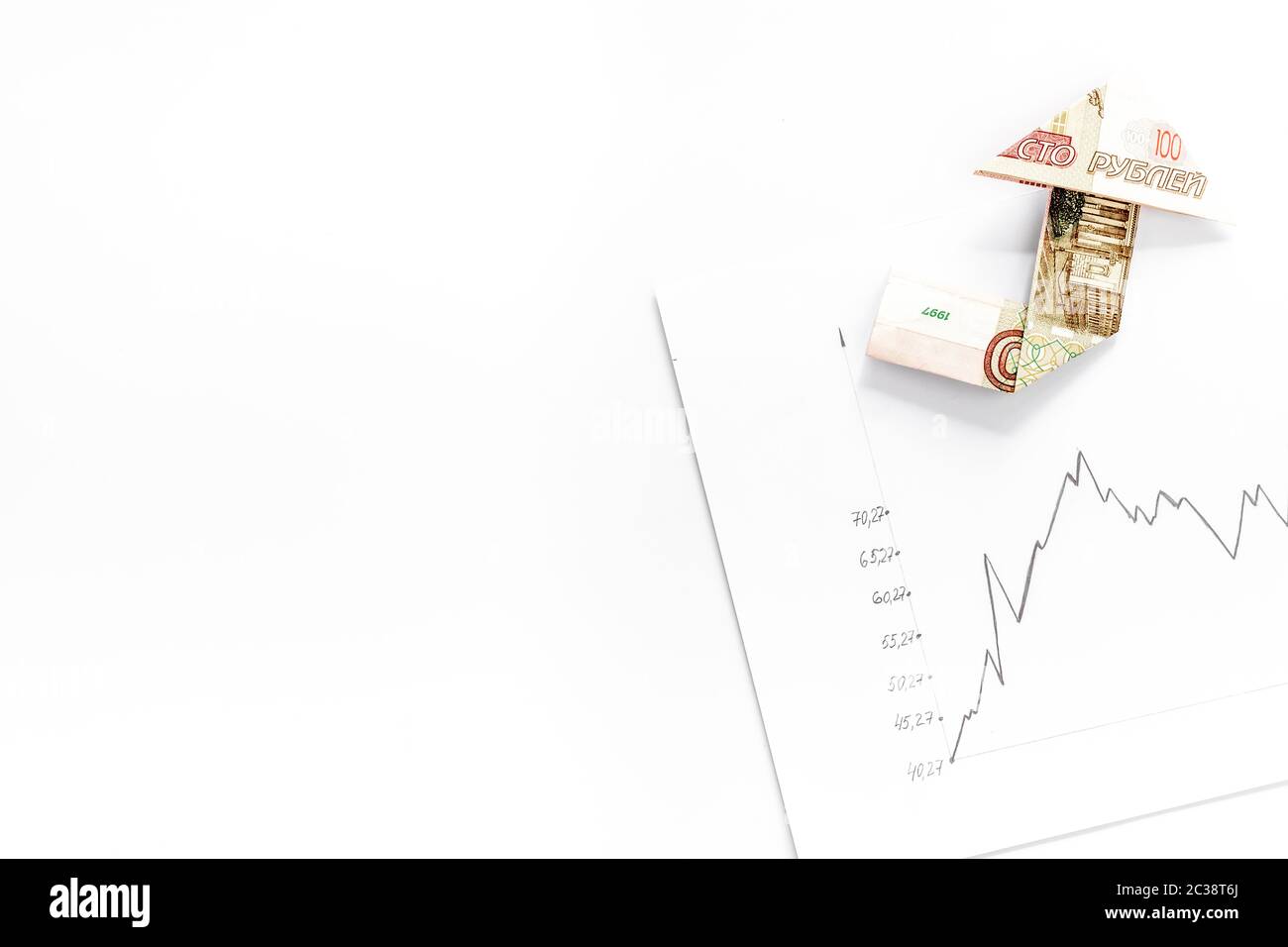 Arrow of russian ruble chart - currency trading concept Stock Photo - Alamy