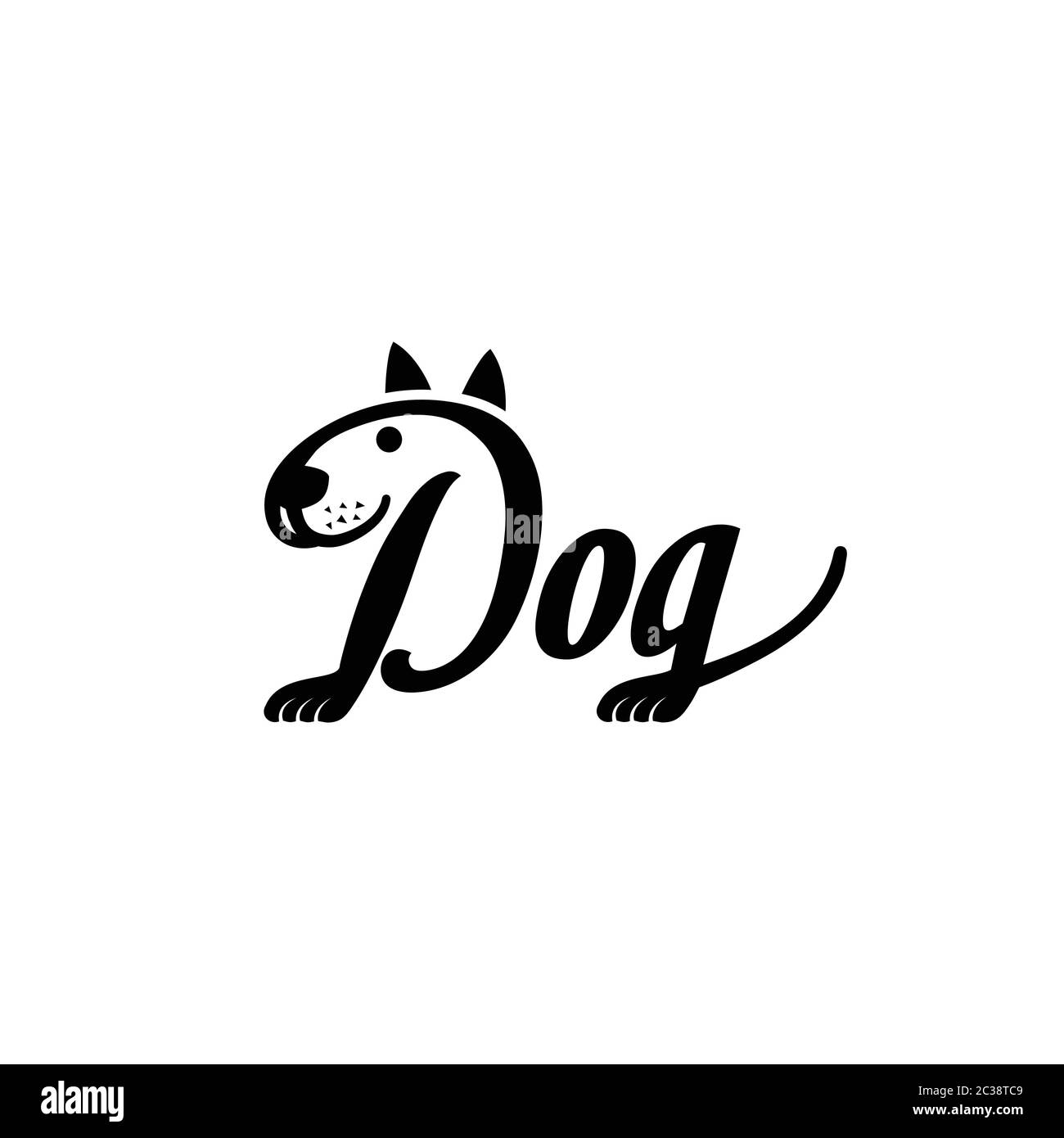 Dog logo. Black and white lettering design. Decorative inscription ...