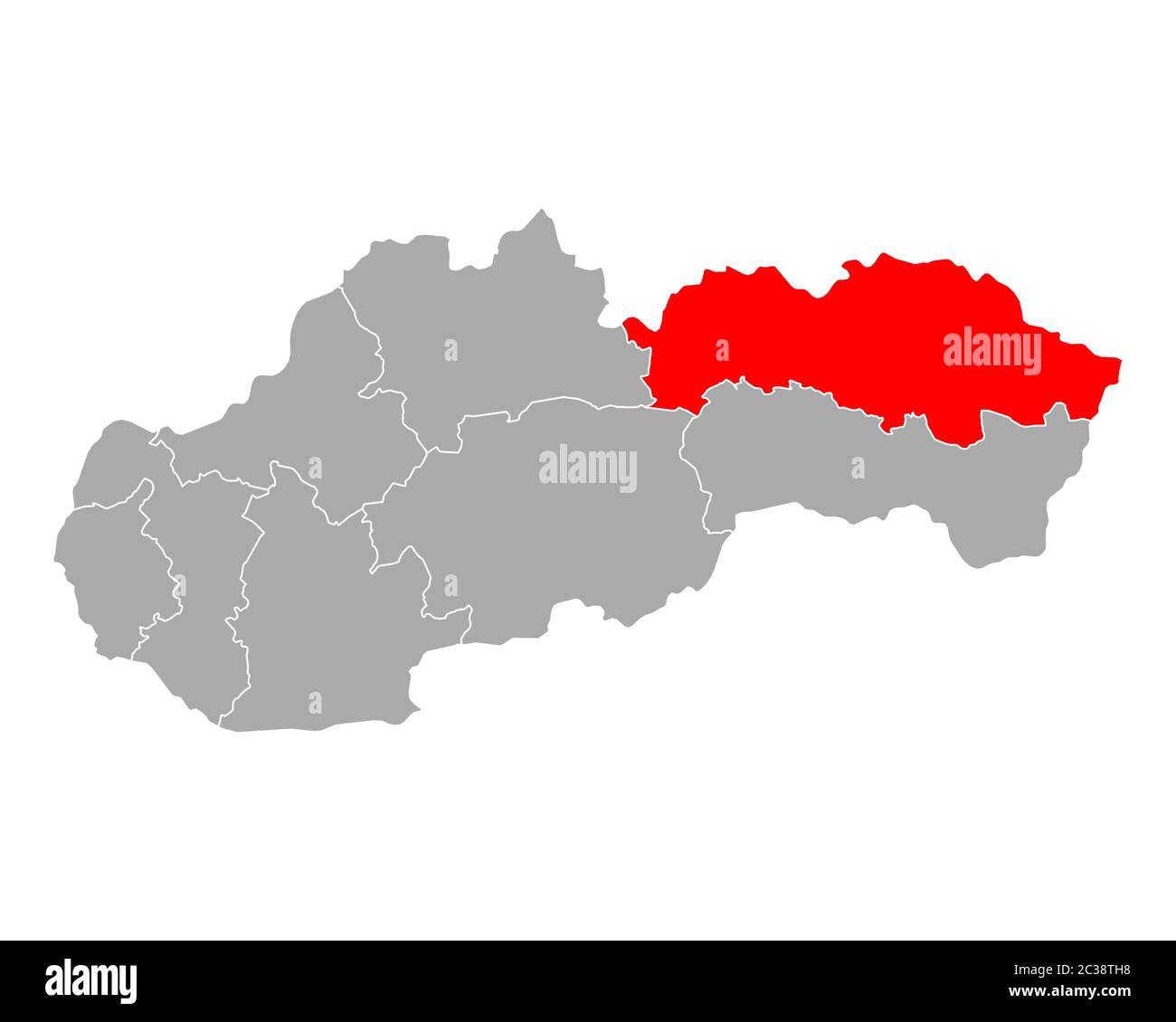 Map of Presovsky kraj in Slovakia Stock Photo - Alamy