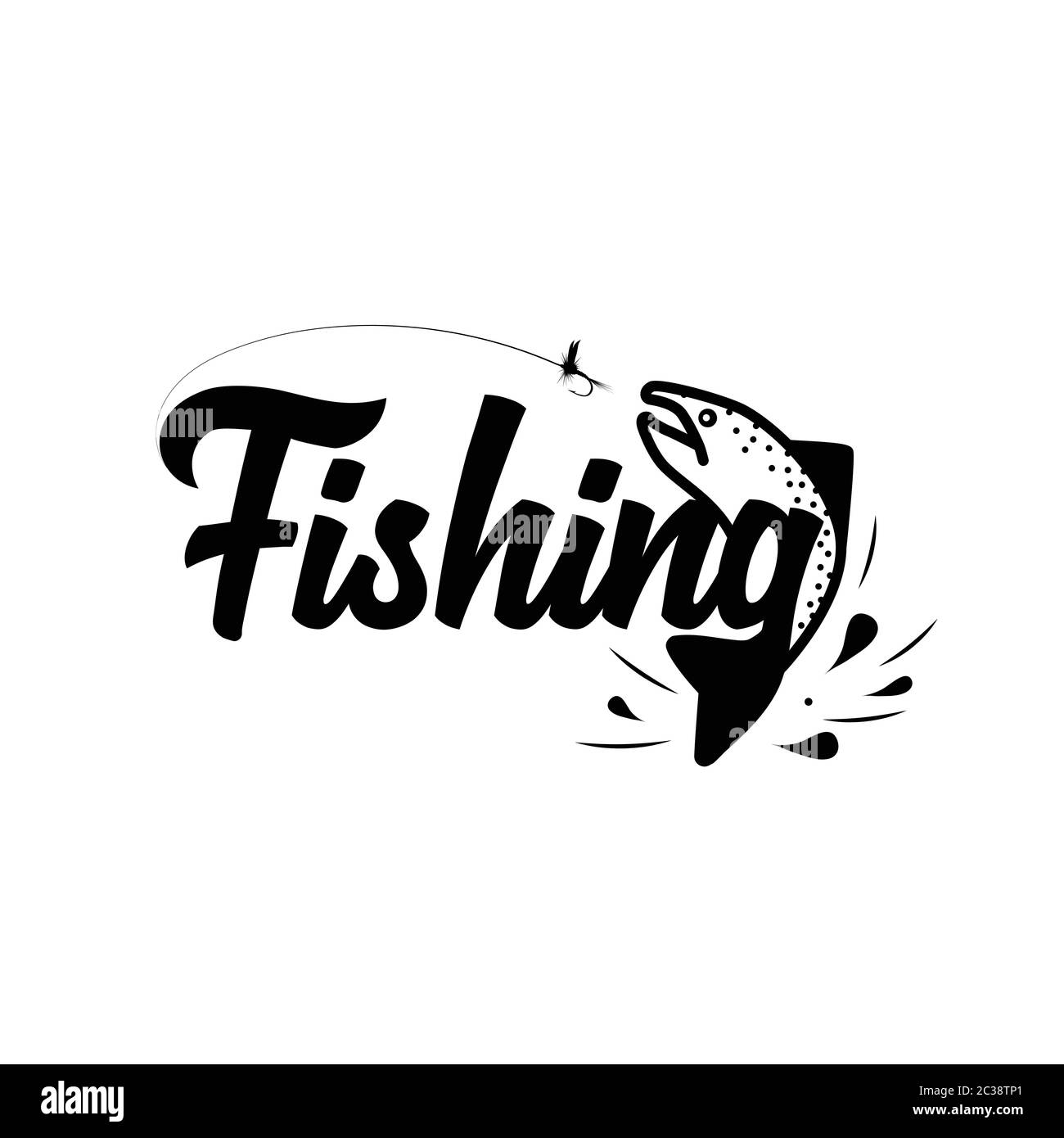 Fly fishing. Hand drawn lettering. Vector illustration Stock Vector ...