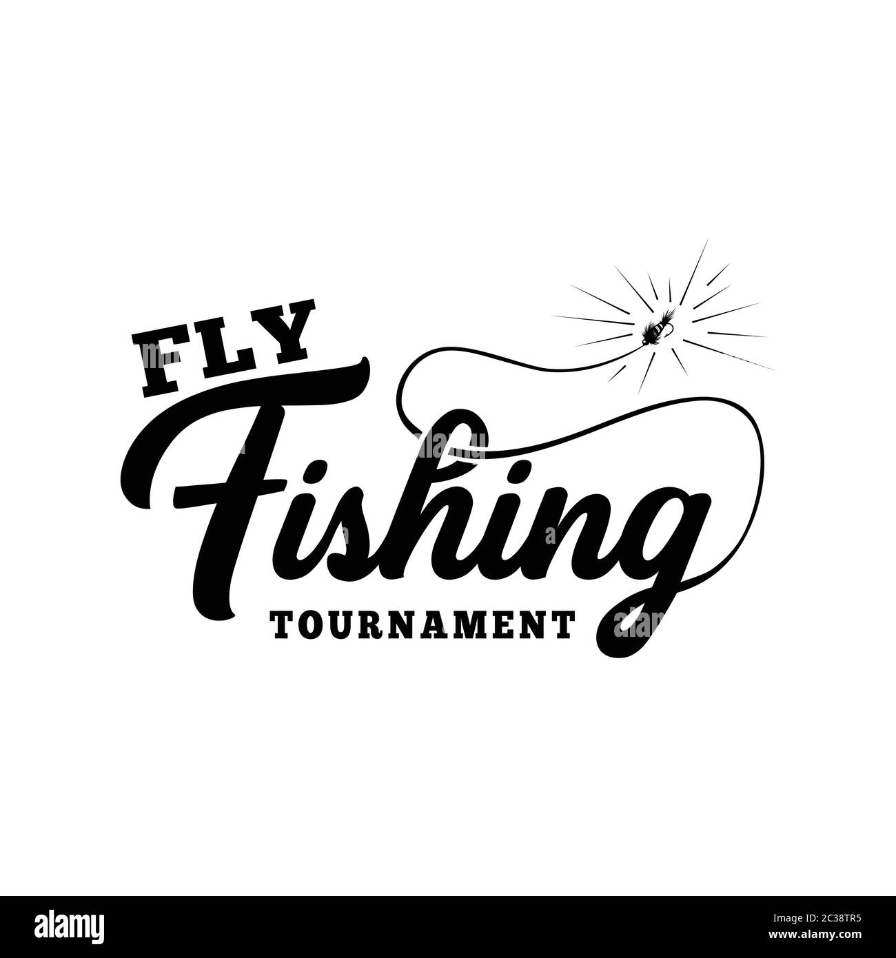 Fly fishing tournament. Hand drawn lettering. Vector illustration Stock ...
