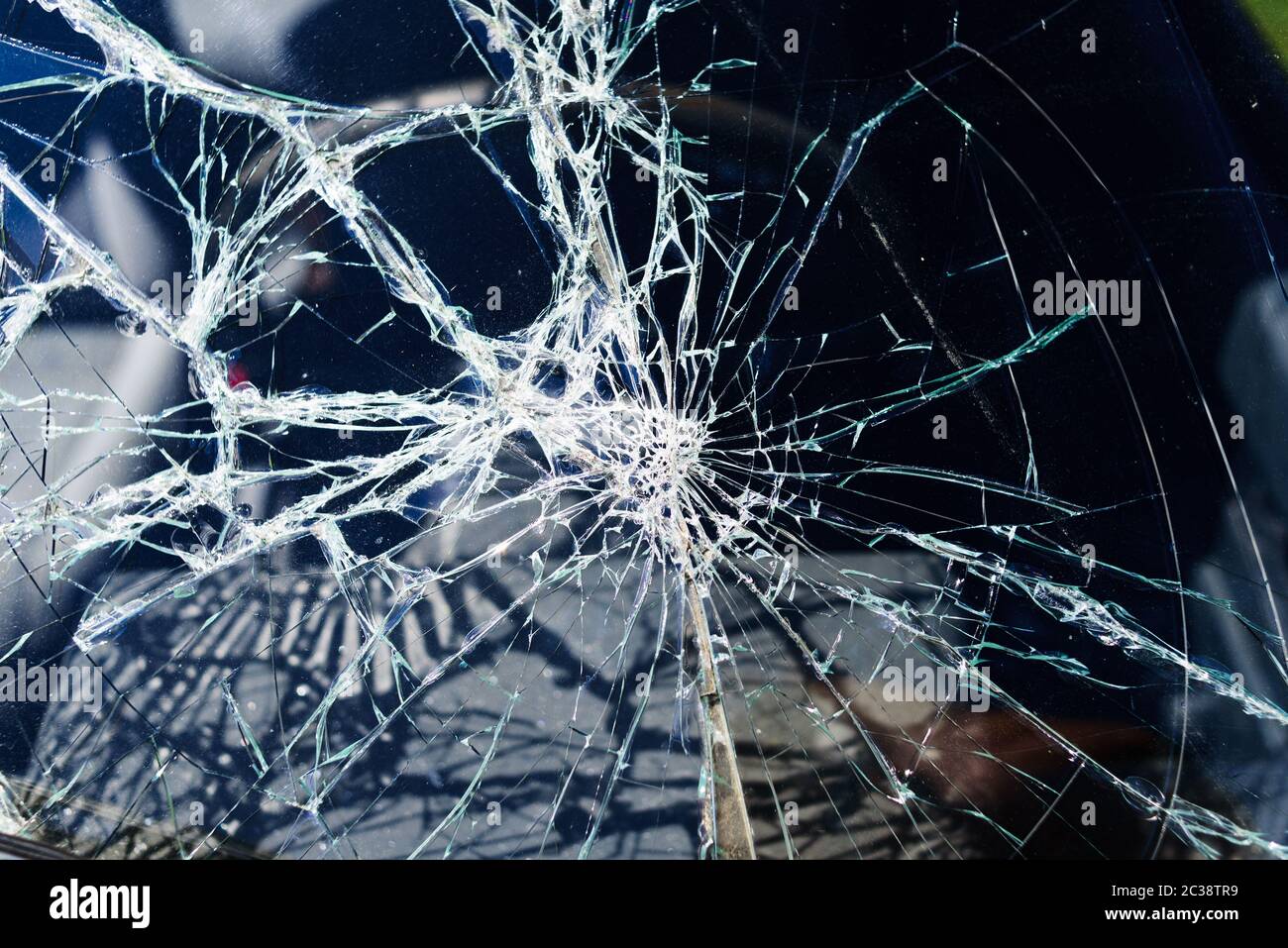 Broken windscreen glass of car after accident Stock Photo - Alamy