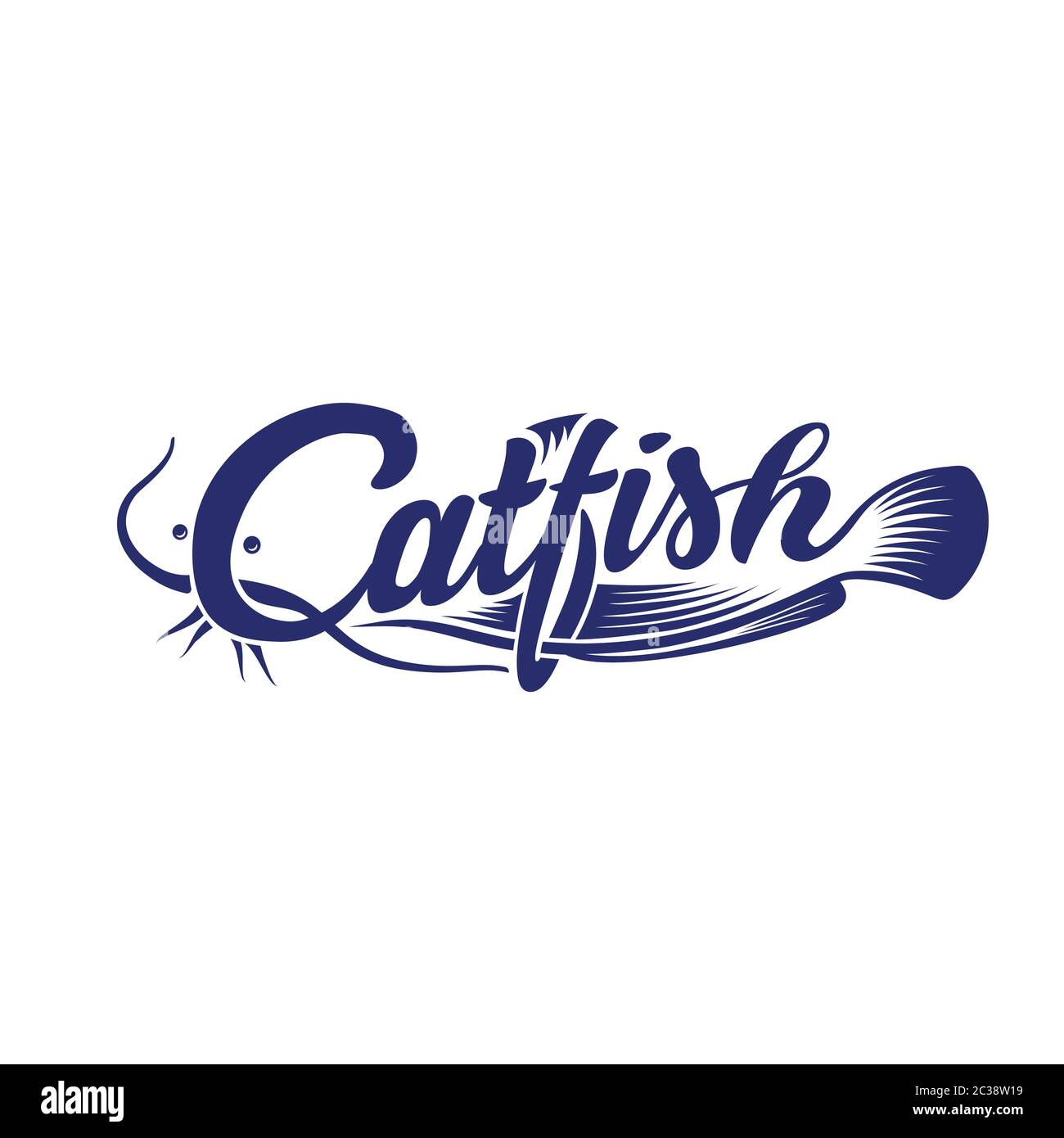 Cat fish logo. Black and white lettering design. Decorative inscription ...