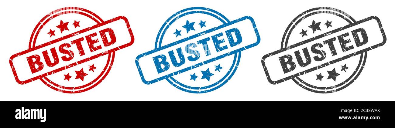 busted stamp. busted round isolated sign. busted label set Stock Vector ...