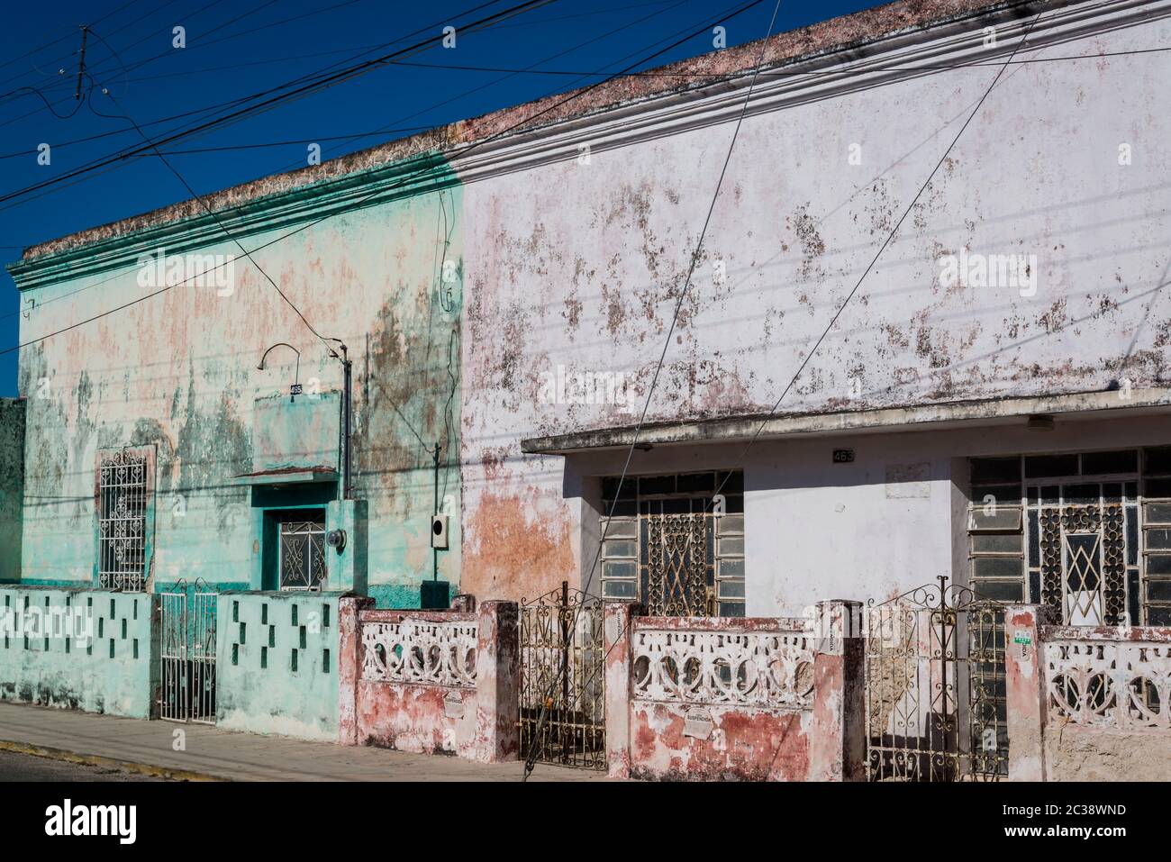 Run-down houses full of different textures in a residential ...