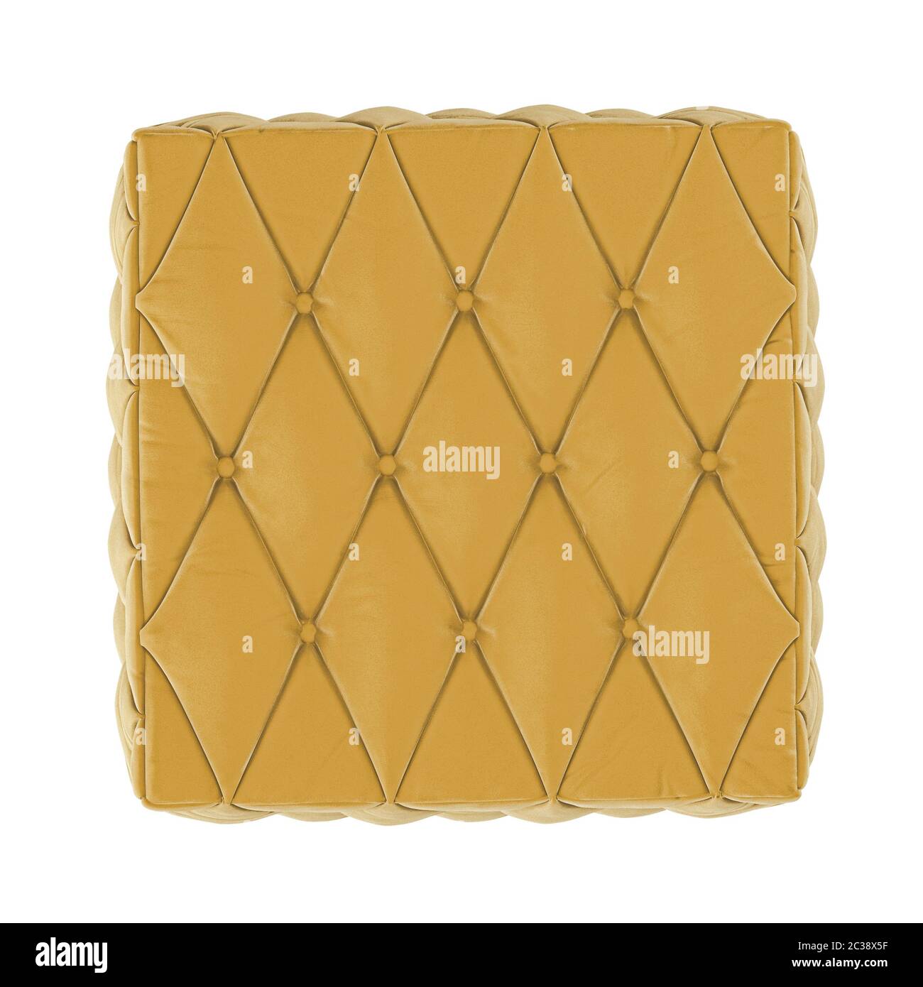 Yellow pouf fabric on a white background 3d rendering Stock Photo - Alamy