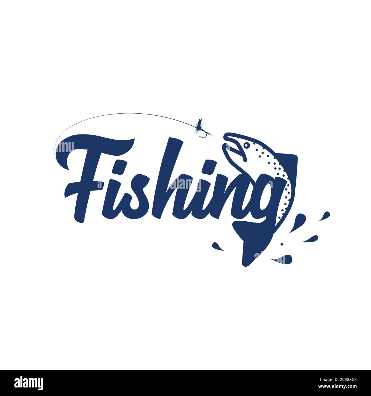 Fly fishing. Hand drawn lettering. Vector illustration Stock Vector ...
