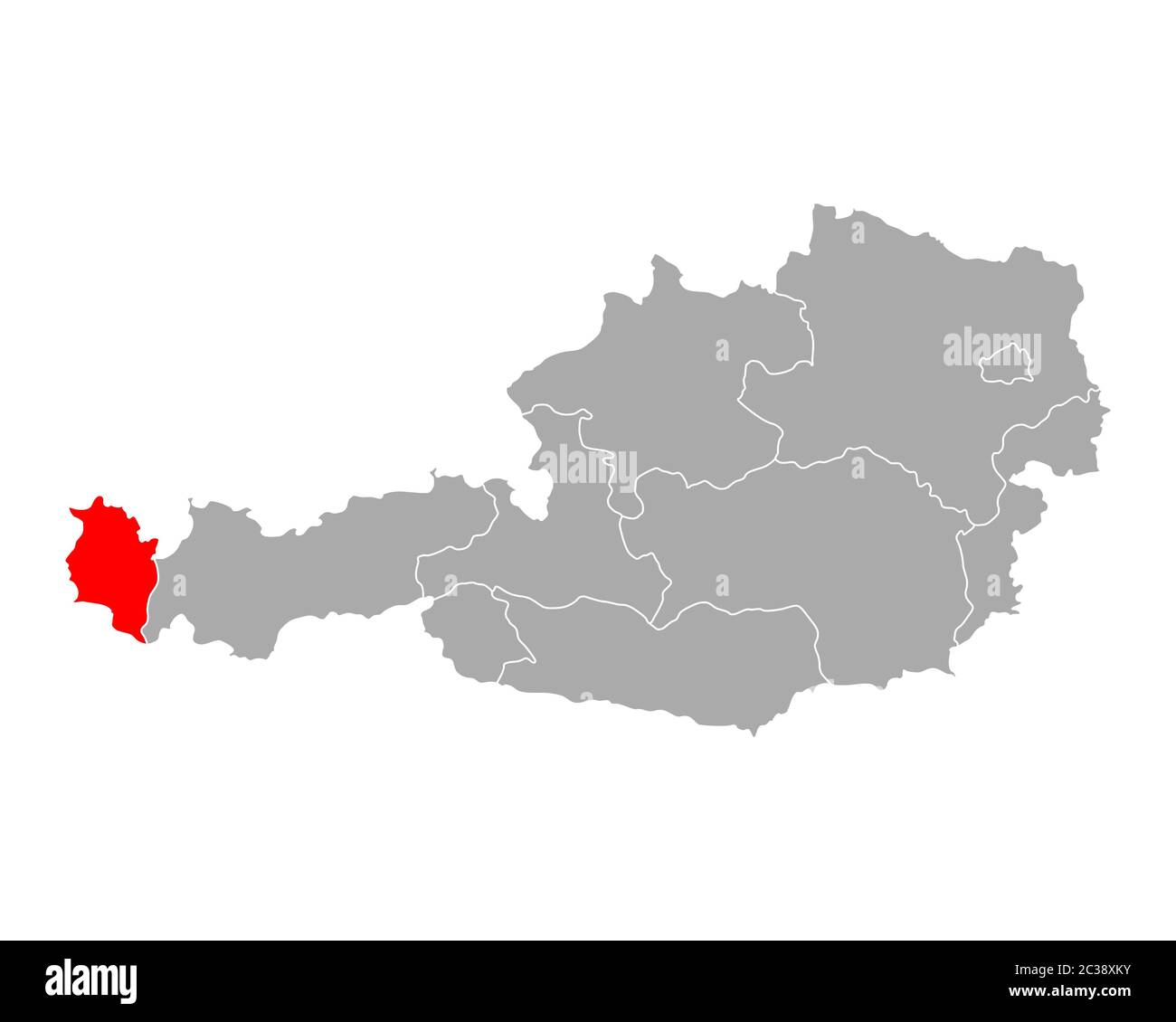 Map of Vorarlberg in Austria Stock Photo - Alamy
