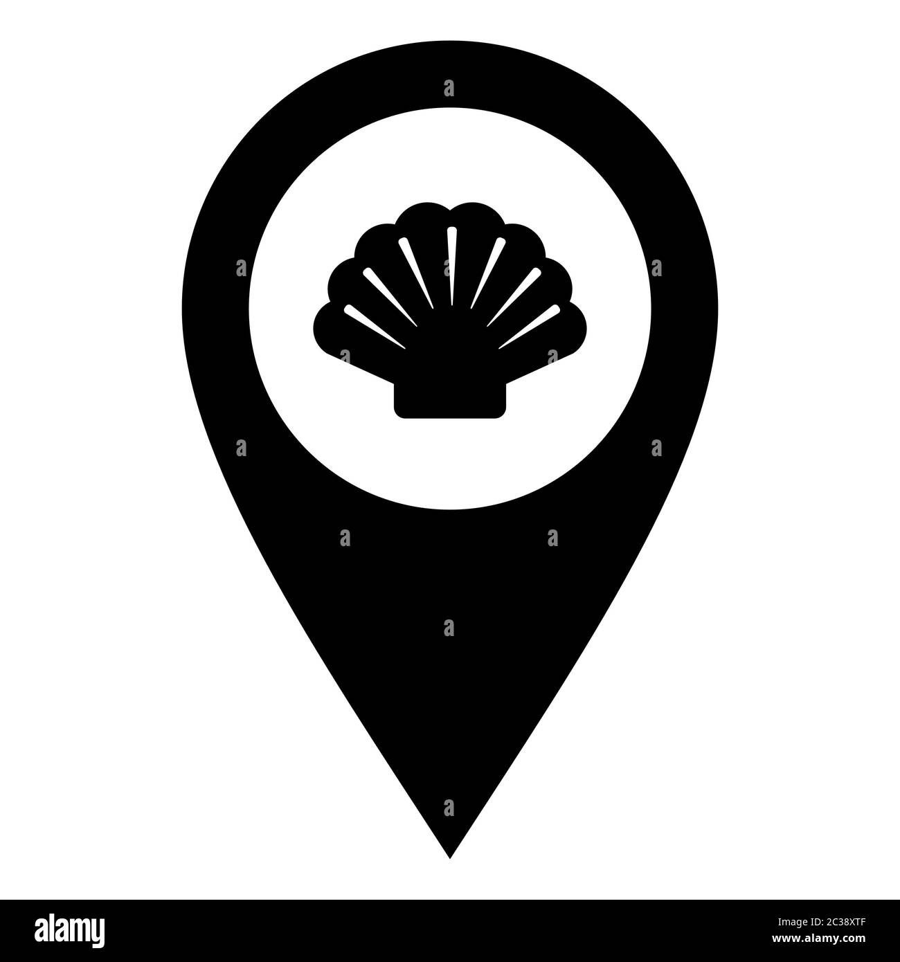 Shell and location pin Stock Photo - Alamy