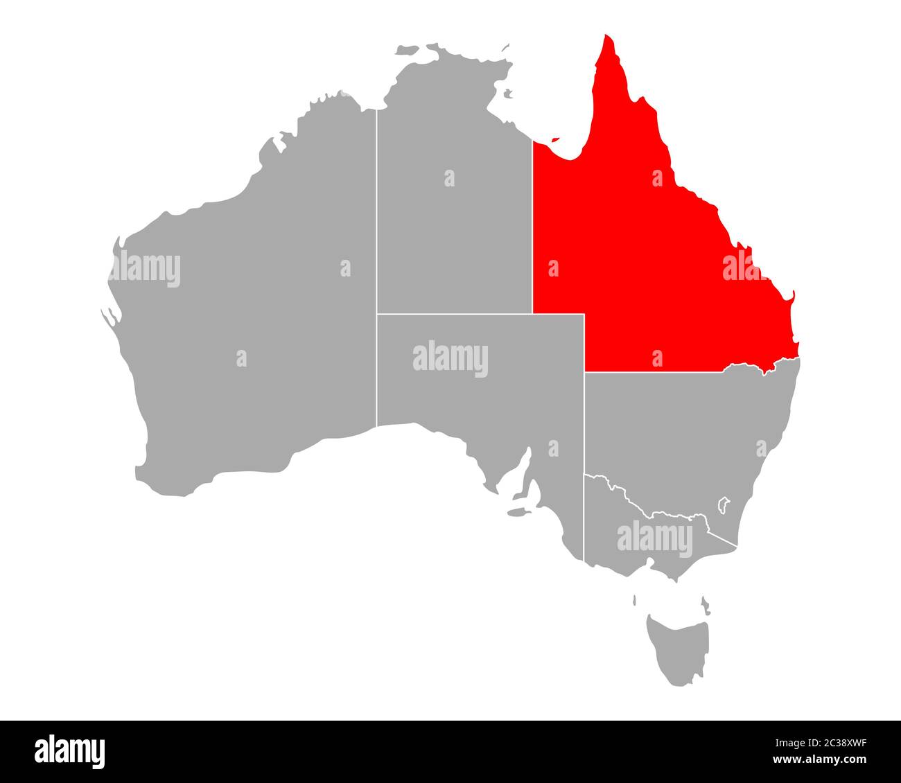 Map of Queensland in Australia Stock Photo - Alamy