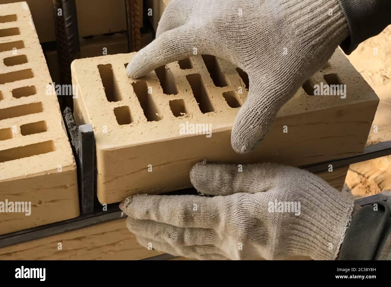 Brickwork of the supporting pillar of the building. Brickwork Stock ...