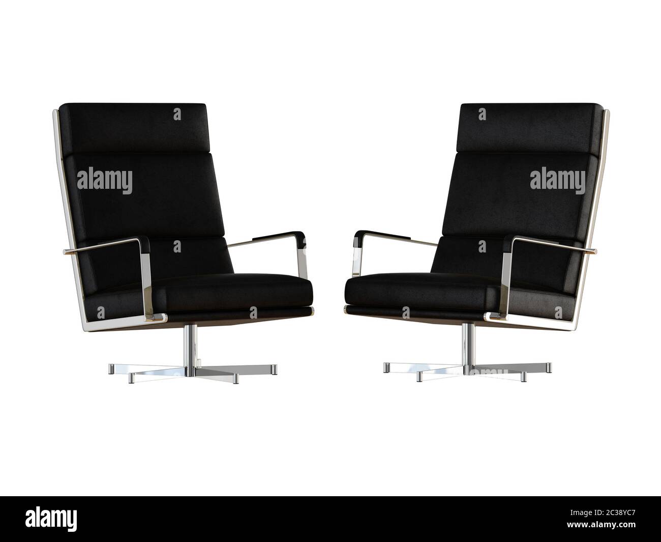 Two office chair in black with high backrest on a white background 3d ...