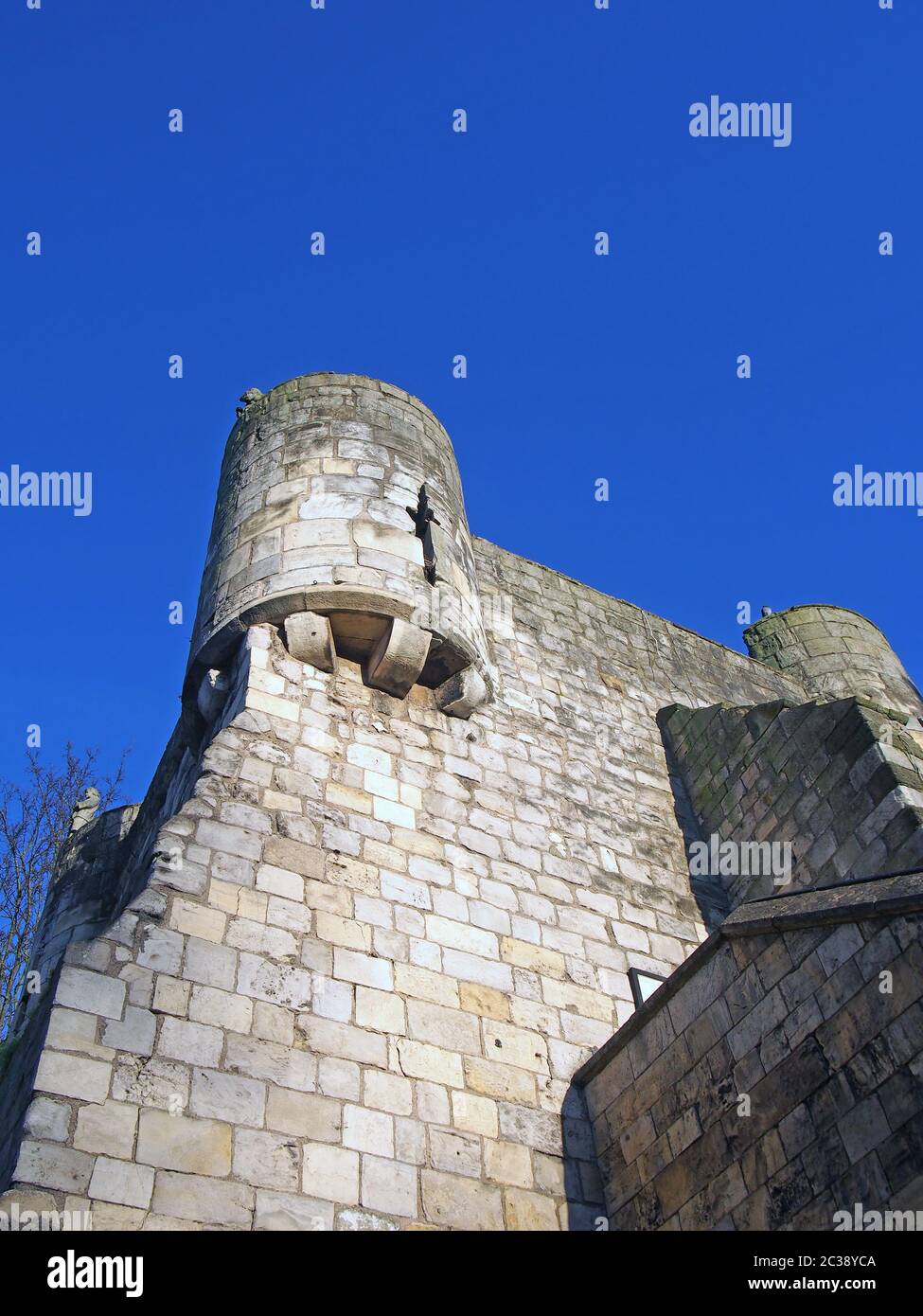 a close up of a corner turrets on bootham Bar the 11 century gatehouse ...