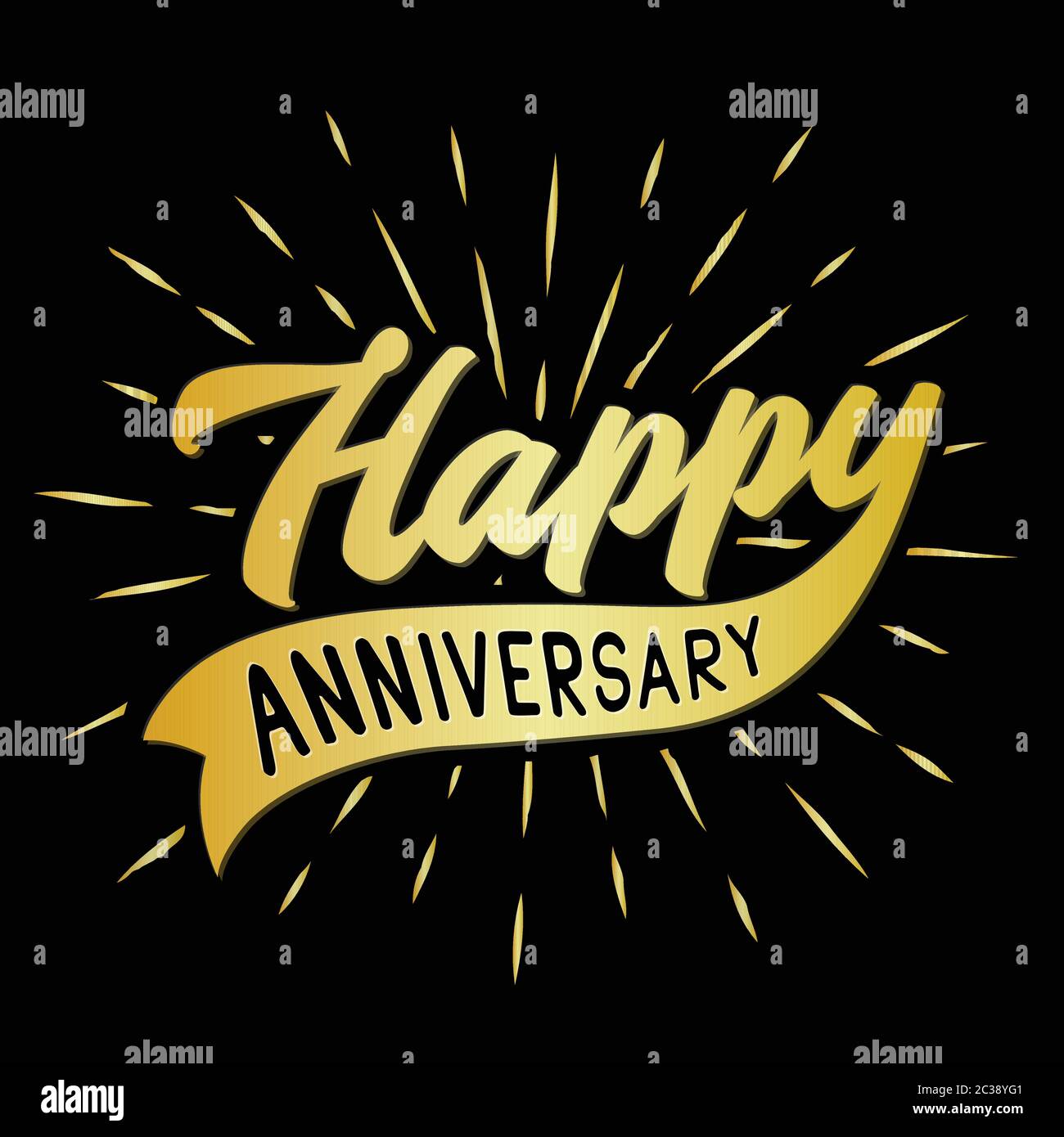Happy Anniversary lettering design. Vector and illustration Stock ...