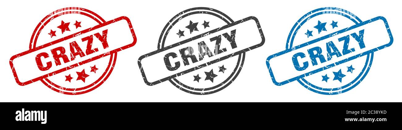 crazy stamp. crazy round isolated sign. crazy label set Stock Vector ...