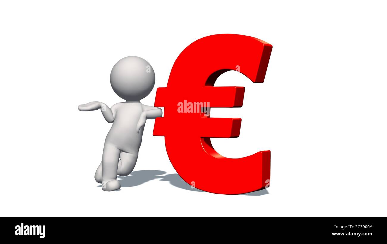 EURO currency sign - 3D figure with red EURO sign Stock Photo - Alamy